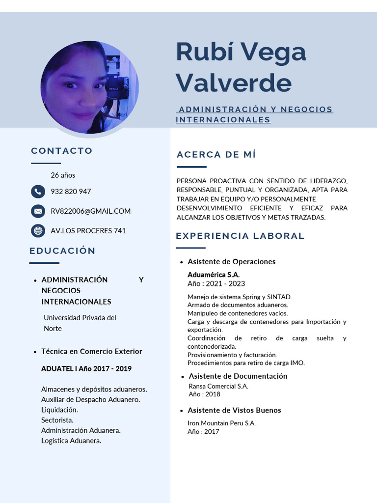 Currículum Vitae CV Rubí Vega | PDF