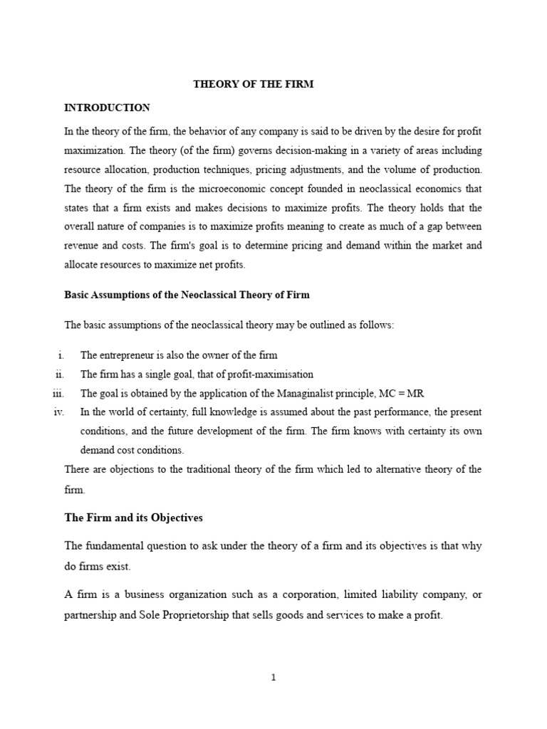 Eco 452 The Theory of The Firm | PDF | Profit (Economics) | Net Present ...