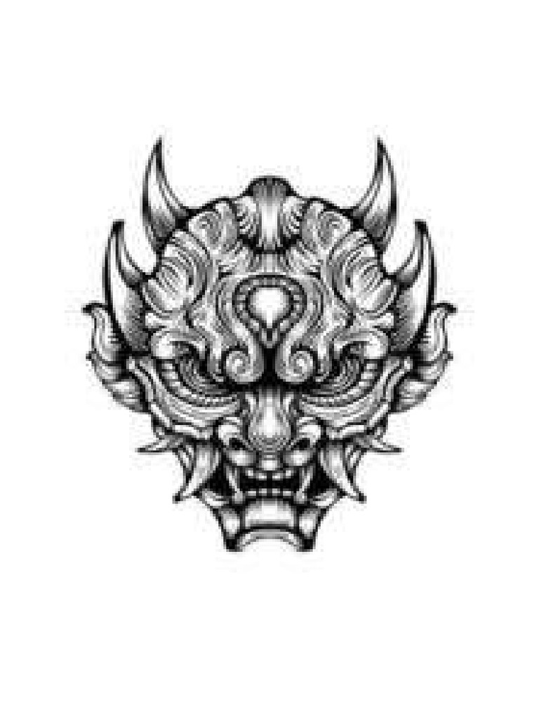 Japnese Oni Mask Devil Hand Drawn Illustration Free Vector | PDF