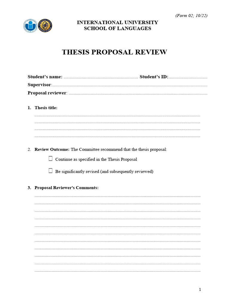 Form 02 - Thesis Proposal Review | PDF