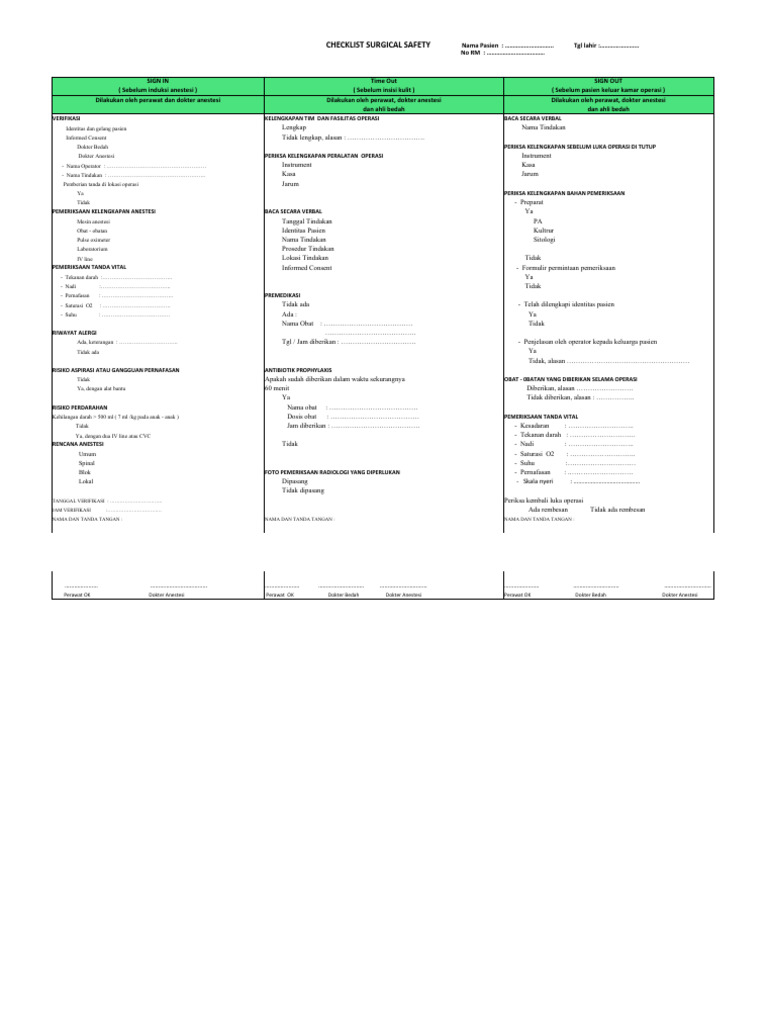 Salinan Surgical Safety Checklist | PDF