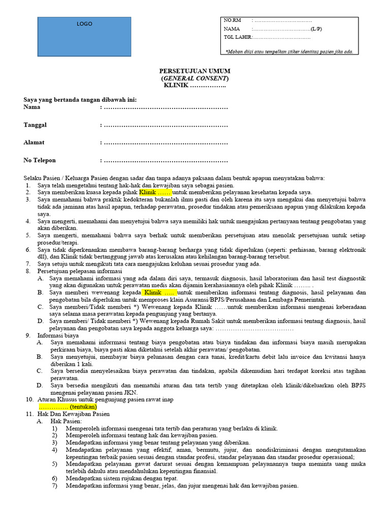 Persetujuan Umum (General Consent) | PDF