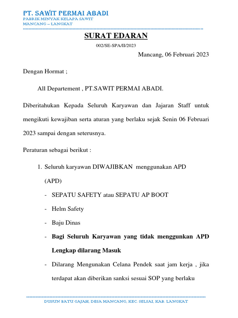 SE 001 Surat Edaran Security | PDF