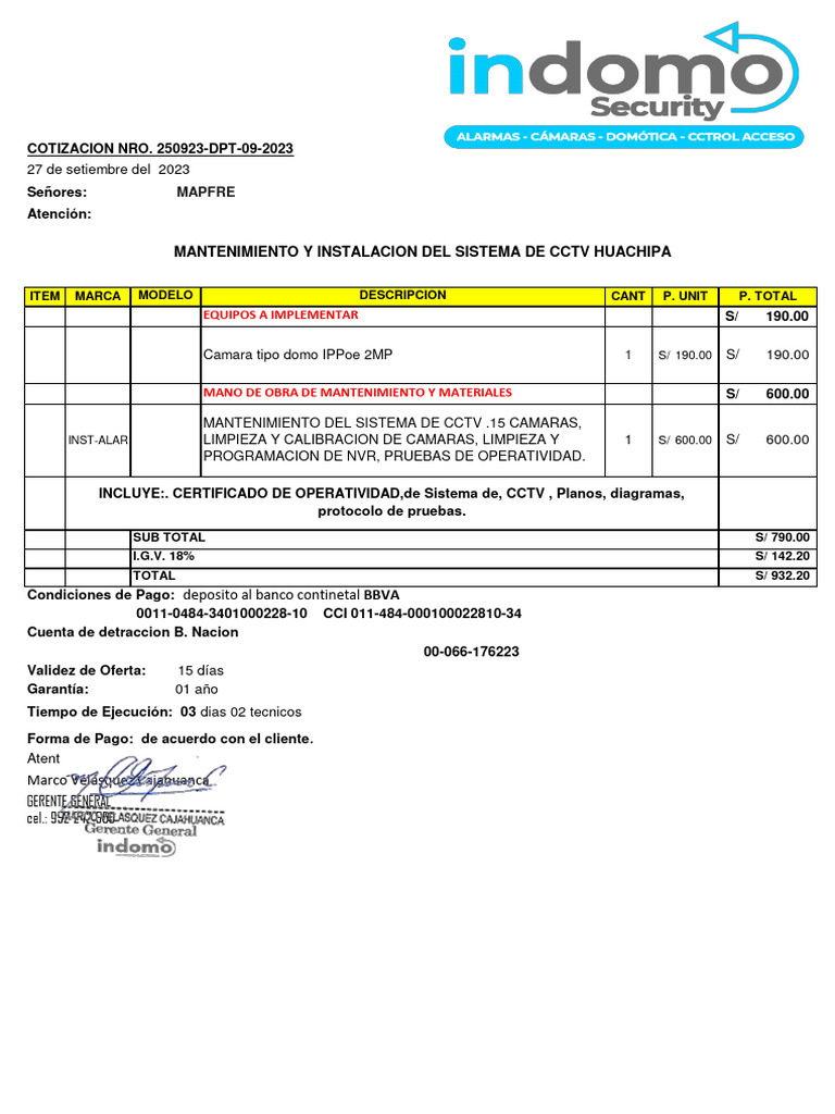Cotizacion Mapfre Huachipa | PDF | Tecnología