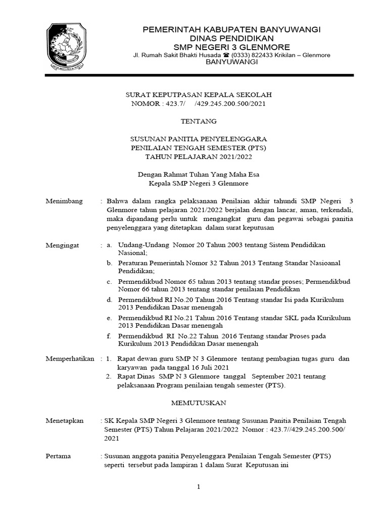 PROGRAM KERJA PTs 2021 | PDF