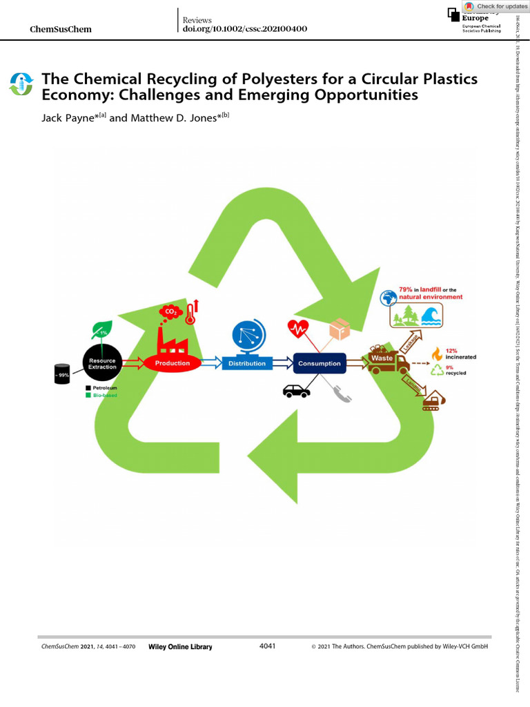 ChemSusChem - 2021 - Payne - The Chemical Recycling of Polyesters For A Circular Plastics ...