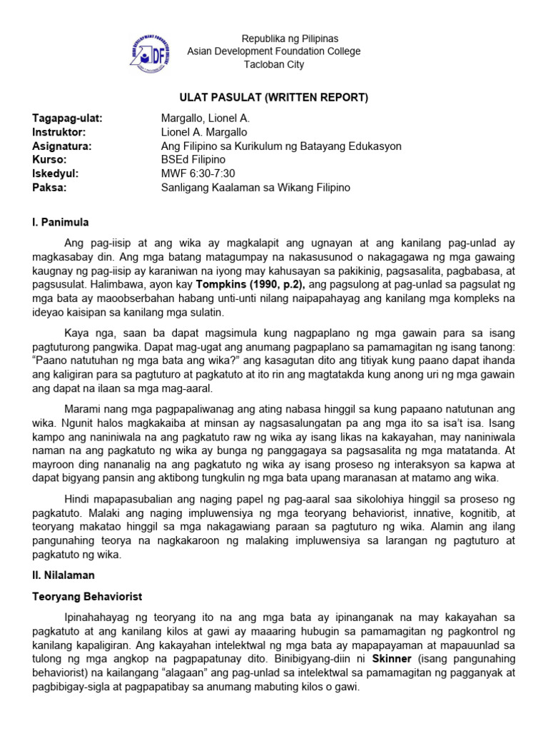 Sample Written Report | PDF