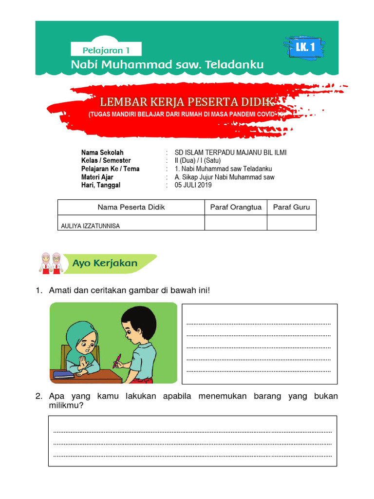 LKPD KLS 2 Pelajaran 1 | PDF