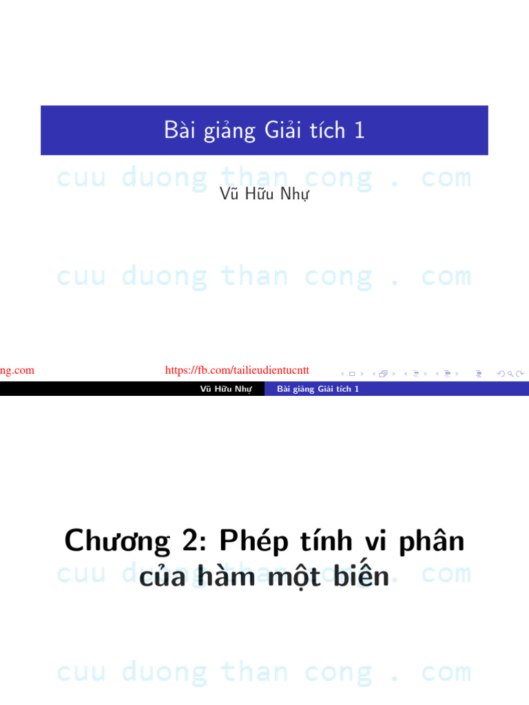 Giai Tich 1 Vu Huu Nhu Gt1 Chuong2 Phep Tinh Vi Phan Full (Cuuduongthancong - Com) | PDF