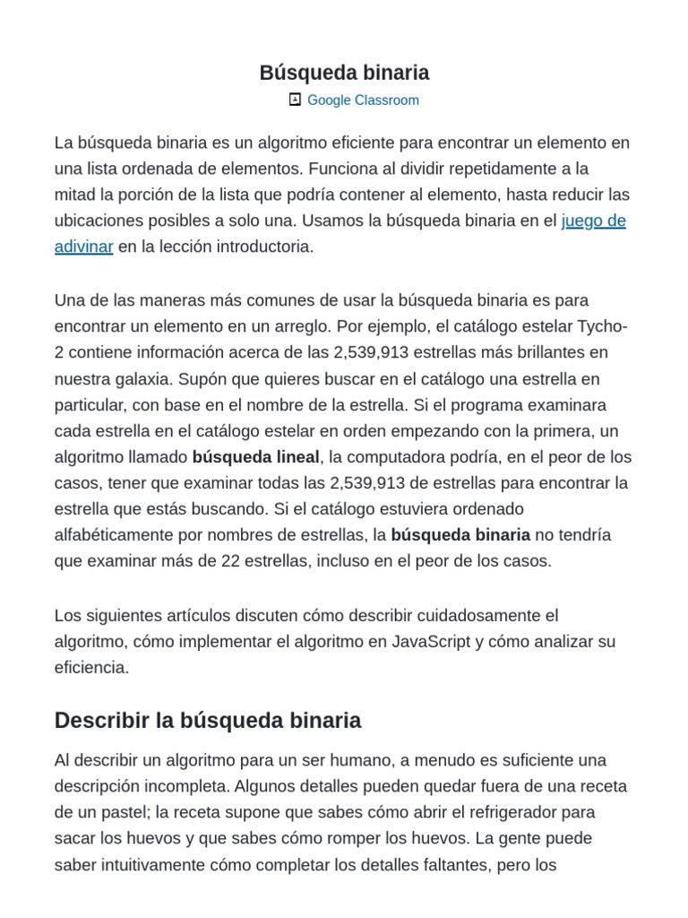 Búsqueda Binaria (Artículo) - Algoritmos - Khan Academy | PDF ...