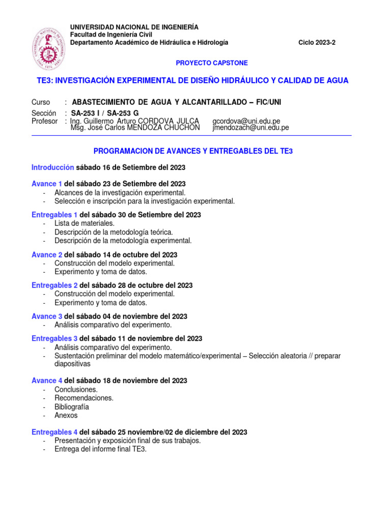 4 Te3 Capstone Programacion Investigación Experimental de Diseño Hidráulico y Calidad de Agua ...