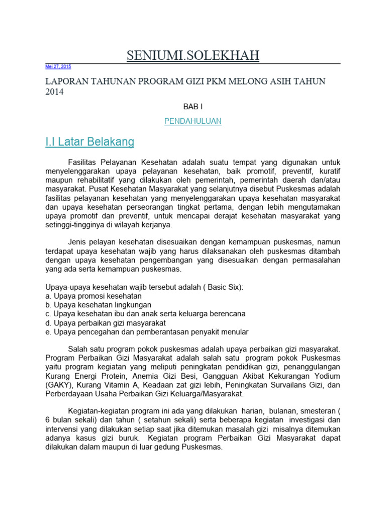 Contoh Evaluasi Program Gizi | PDF