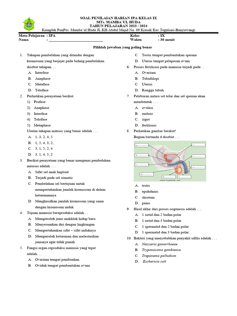 Soal PH Ipa Kelas 9 | PDF