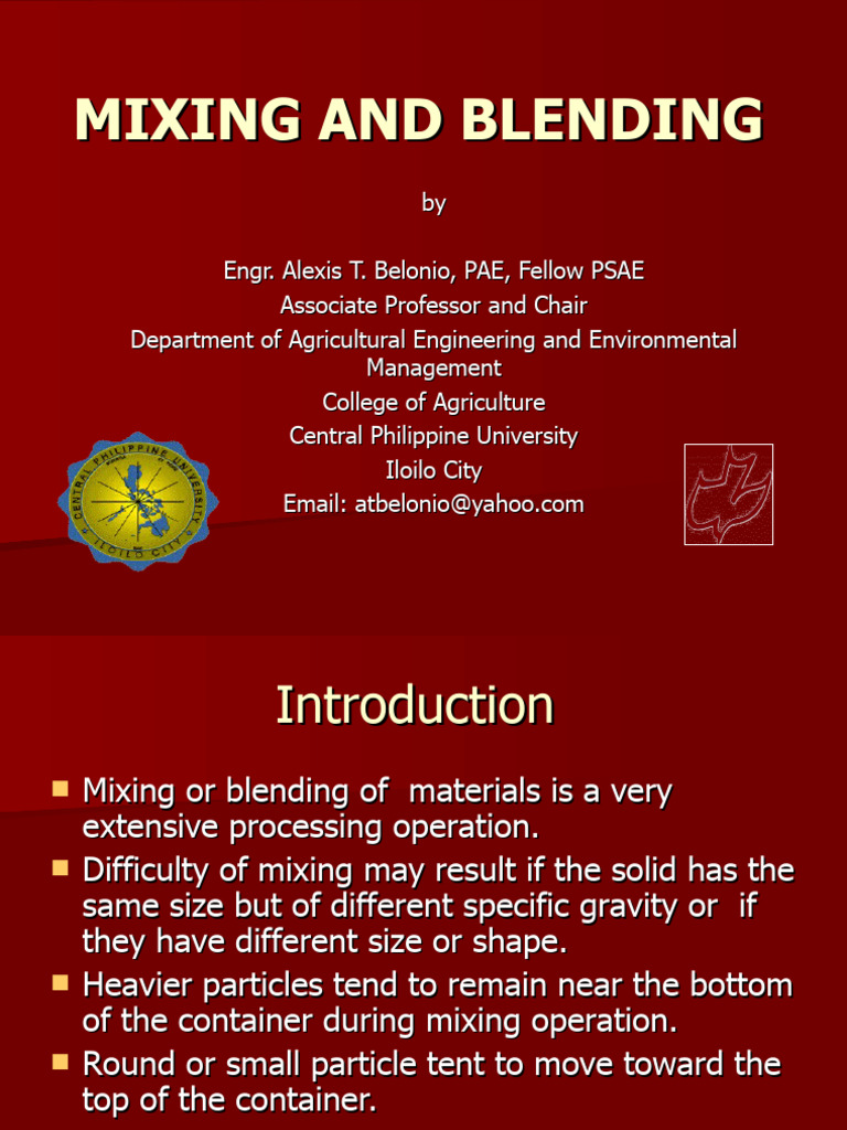 Chapter 12 Mixing and Blending | PDF