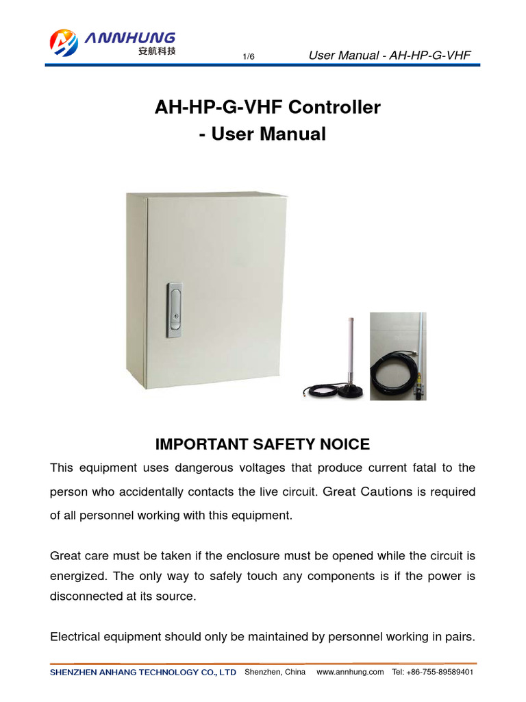 AH-HP-G-VHF Controller User Manual - Optiona Wire Less Remote Control | PDF