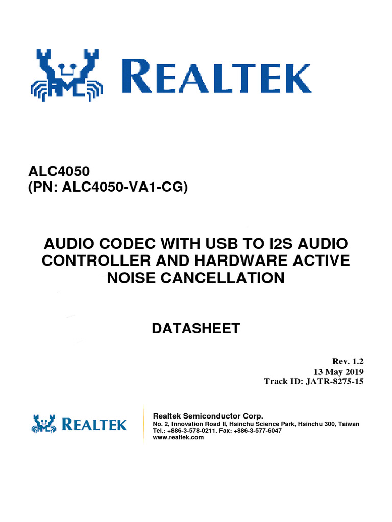 ALC4050 DataSheet 1.2 | Download Free PDF | Microcontroller | Usb