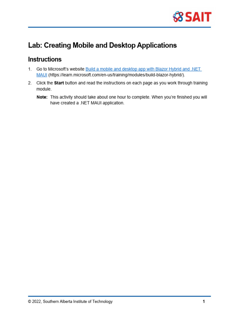 Lab Creating Mobile and Desktop Applications | PDF