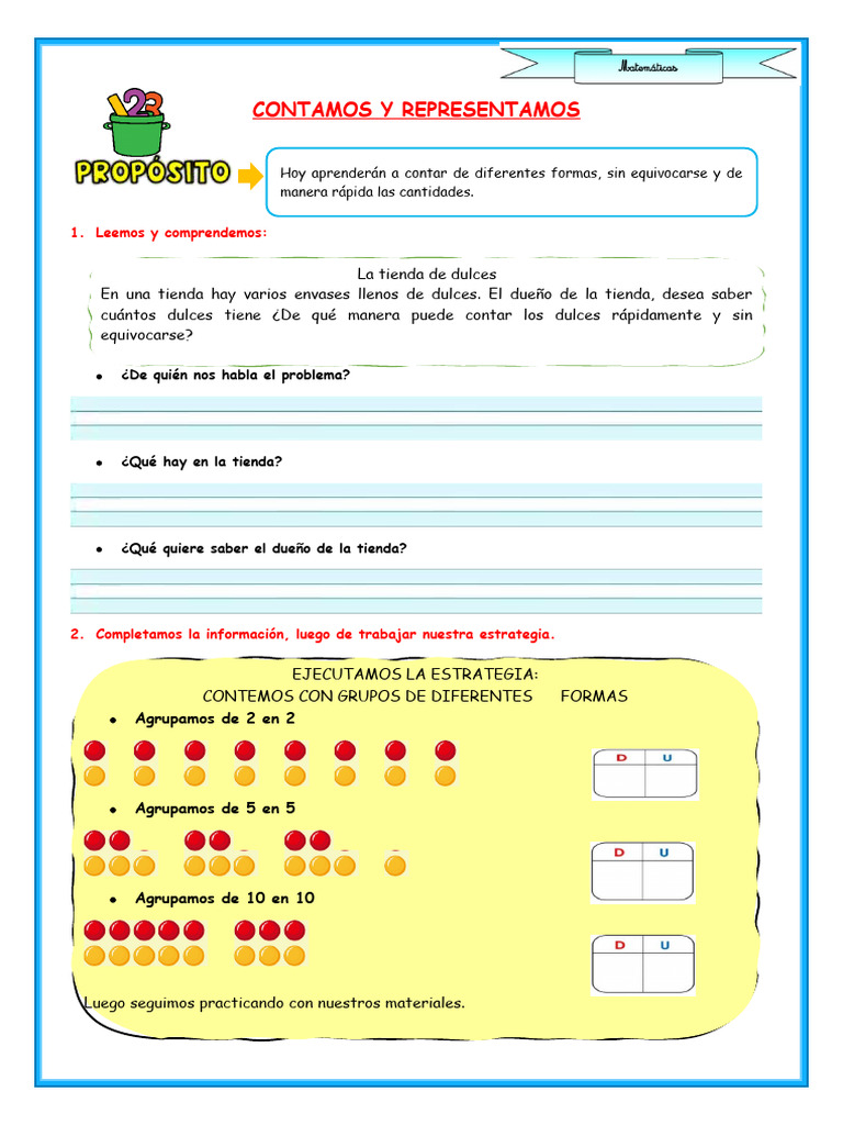 E3 S2 Ficha D2 Mat Contamos y Representamos | PDF