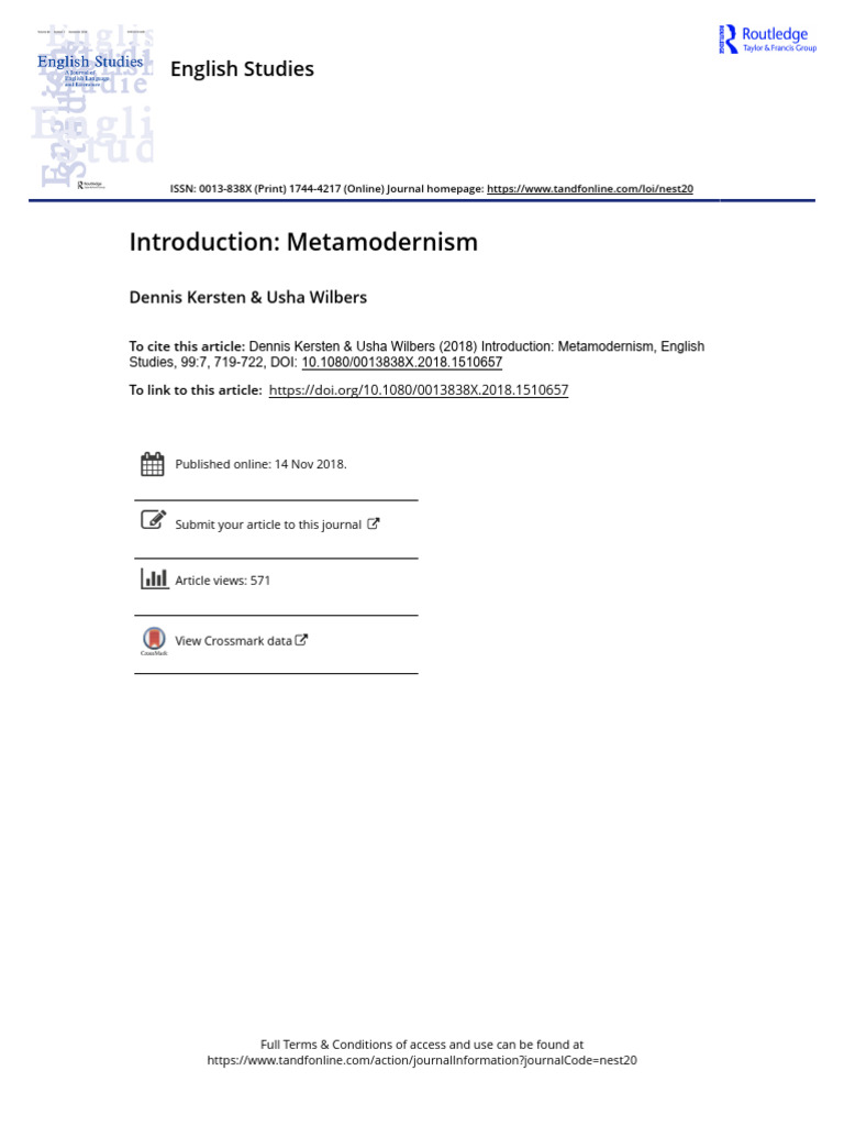 Introduction Metamodernism Pdf Postmodernism Modernism