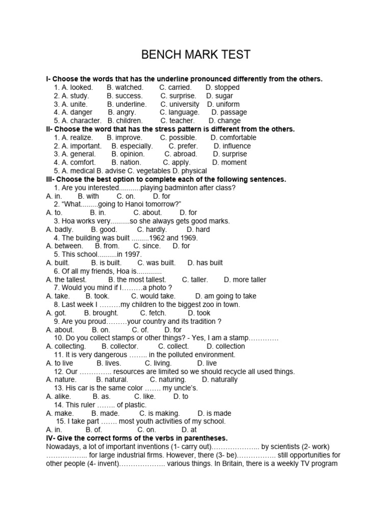 Bench Mark Test | PDF
