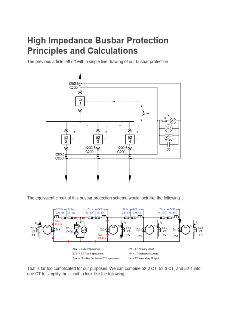 High Impedance Busbar Protection Principles and Calculations | PDF