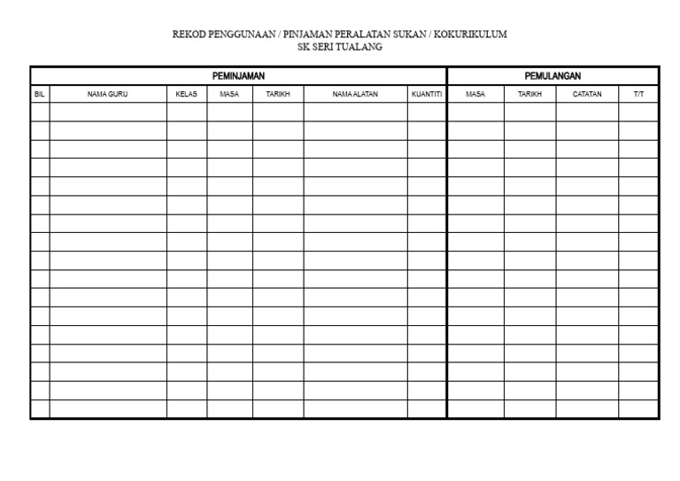 Rekod Pinjaman Alatan Sukan | PDF