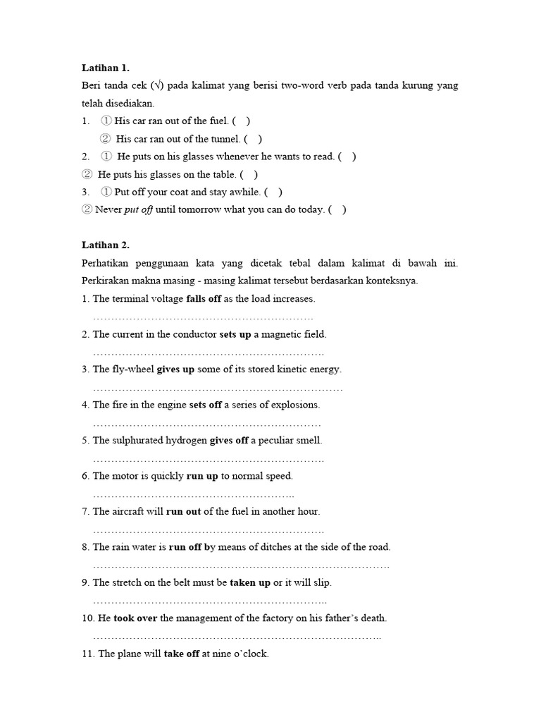 Exercise Phrasal Verb | PDF