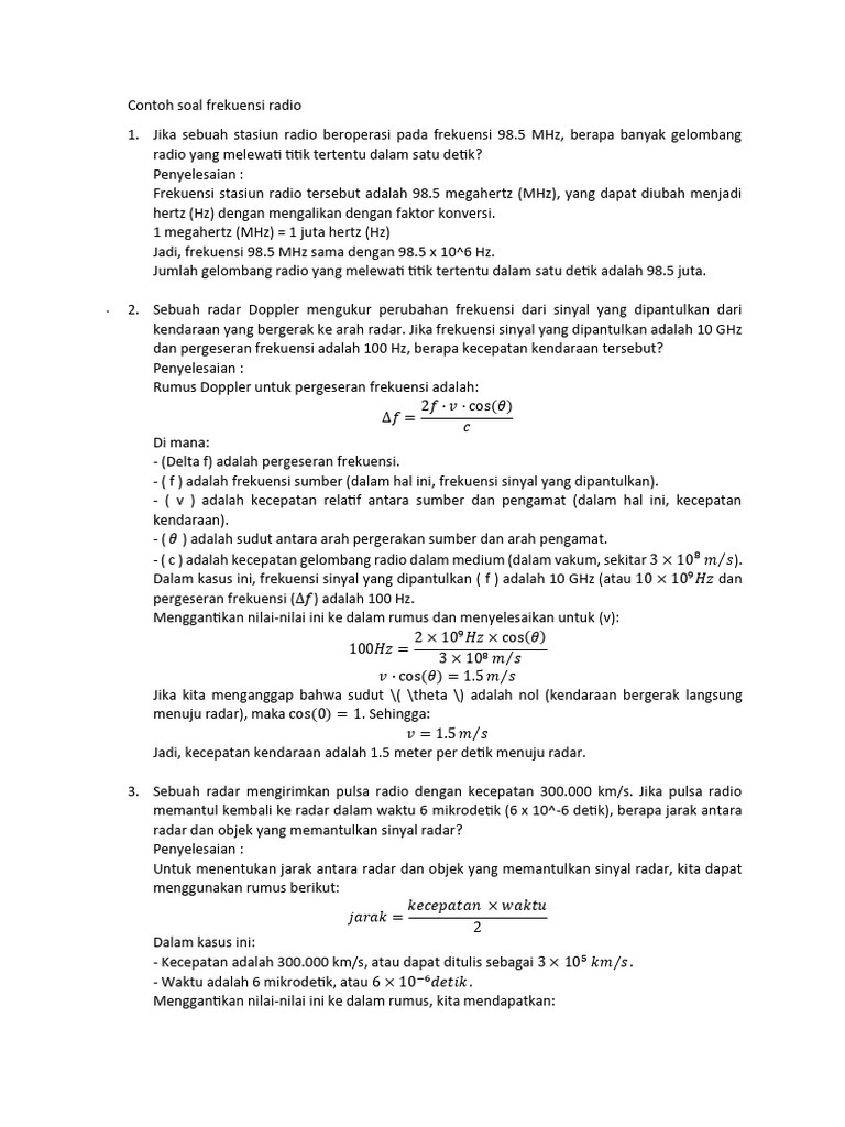 Contoh Soal Frekuensi Radio | PDF