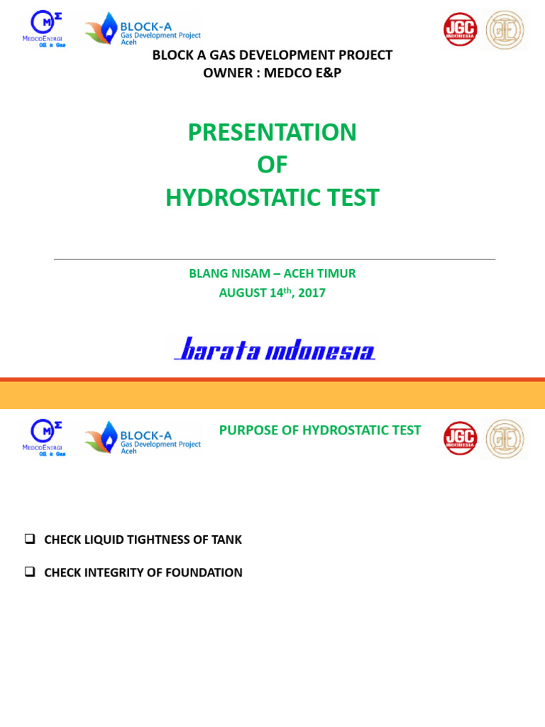 Hydrostatic Test Presentation | PDF