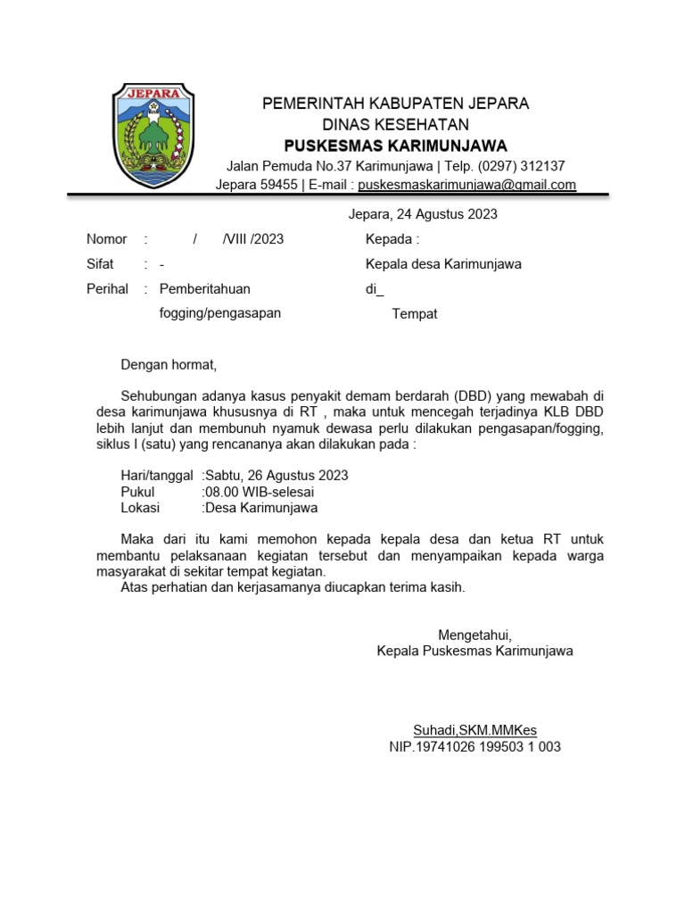 Surat Permohonan Fogging | PDF