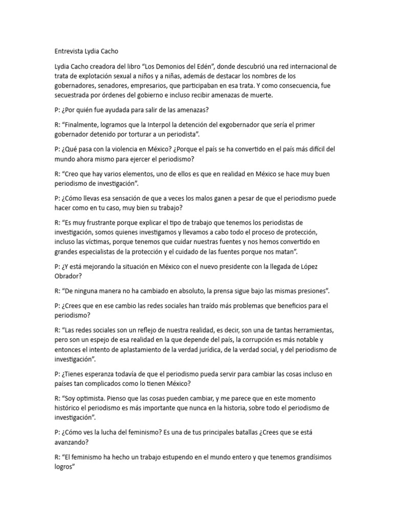 Entrevista Lydia Cacho | PDF
