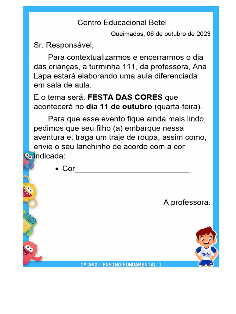 Bilhete festa das cores | PDF