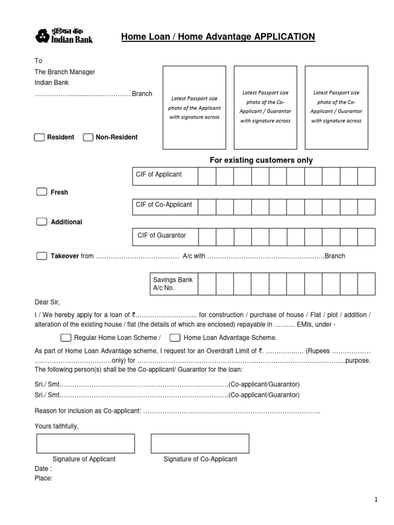 Home Loan Application Form | PDF | Finance & Money Management