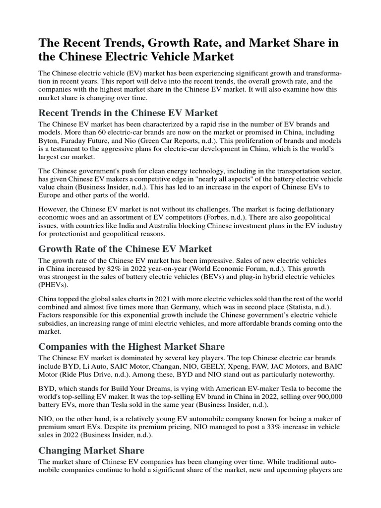 Chinese EV Market Analysis | PDF