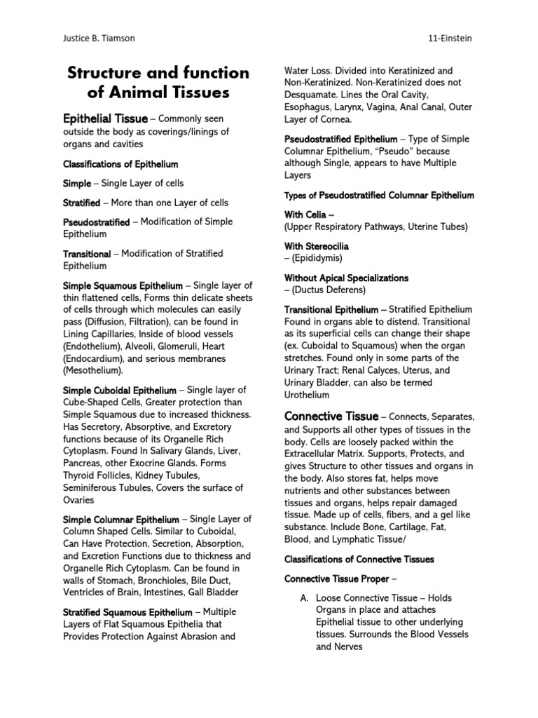 Structure-and-function-of-Animal-Tissues | PDF