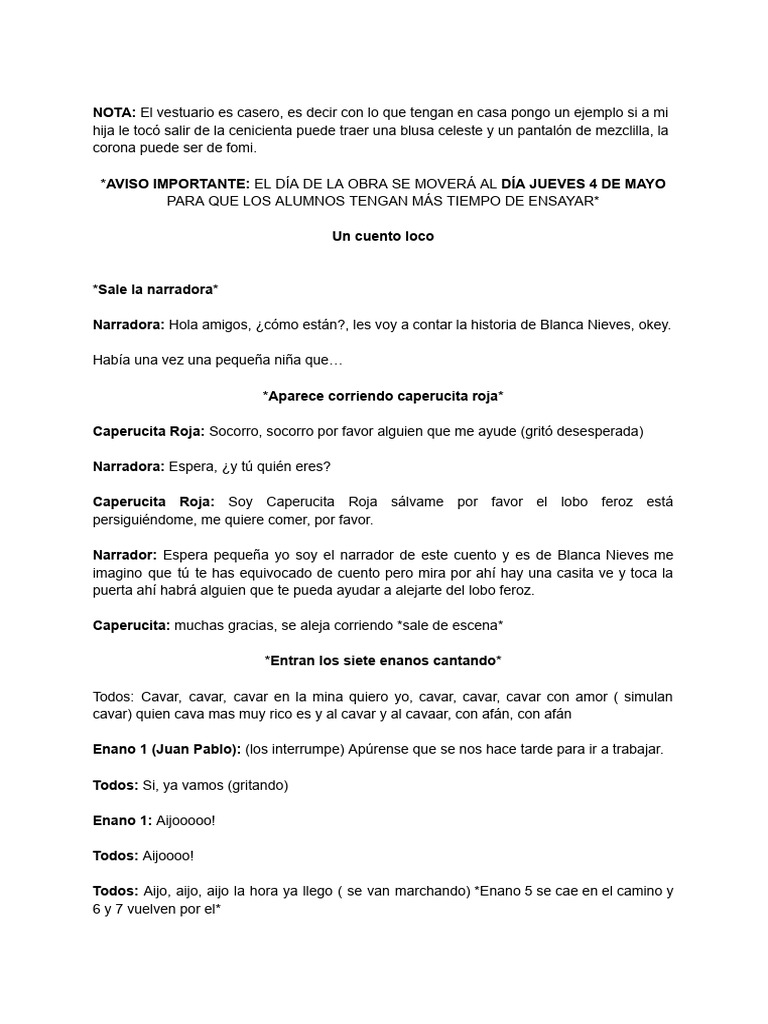 Obra de Teatro 3A | PDF | Caperucita Roja