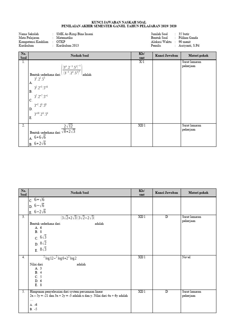 Soal Dan Kunci Jawaban Xii Otkp | PDF