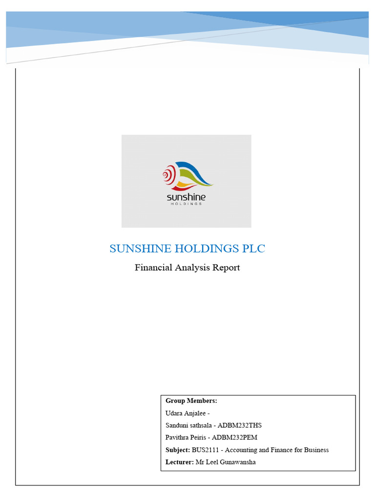 Sunshine Holdings PLC Financial Overview | PDF | Business | Social Science