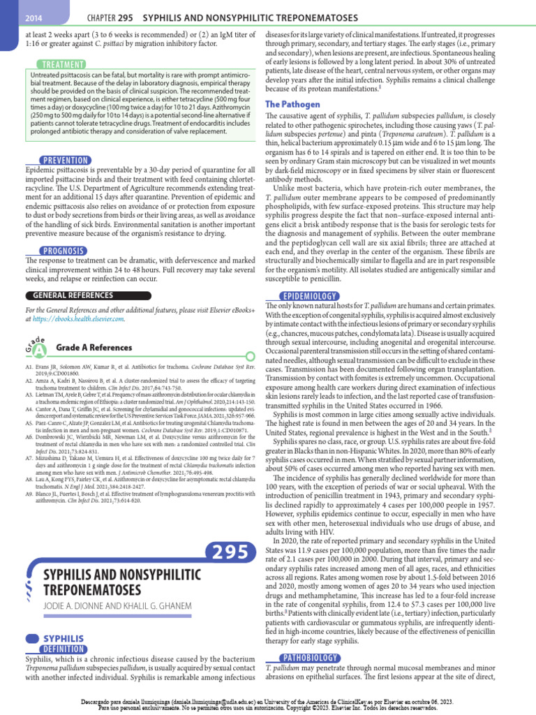 Syphilis and Nonsyphilitic Treponematoses: Treatment | PDF