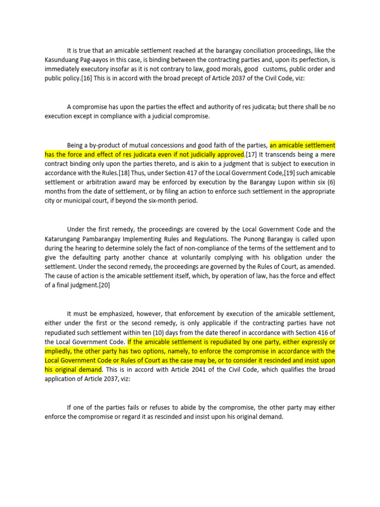 Amicable Settlement | PDF