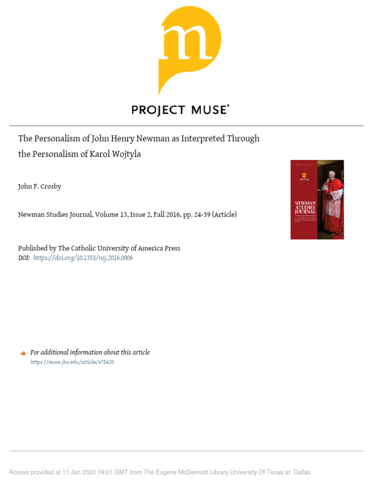 The Personalism of John Henry Newman | PDF