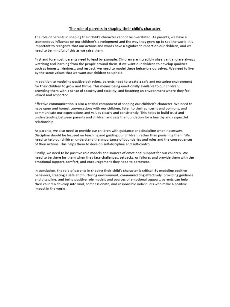 Parents' Role in Child Development | PDF | Wellness