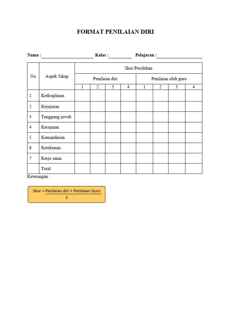 Format Penilaian | PDF