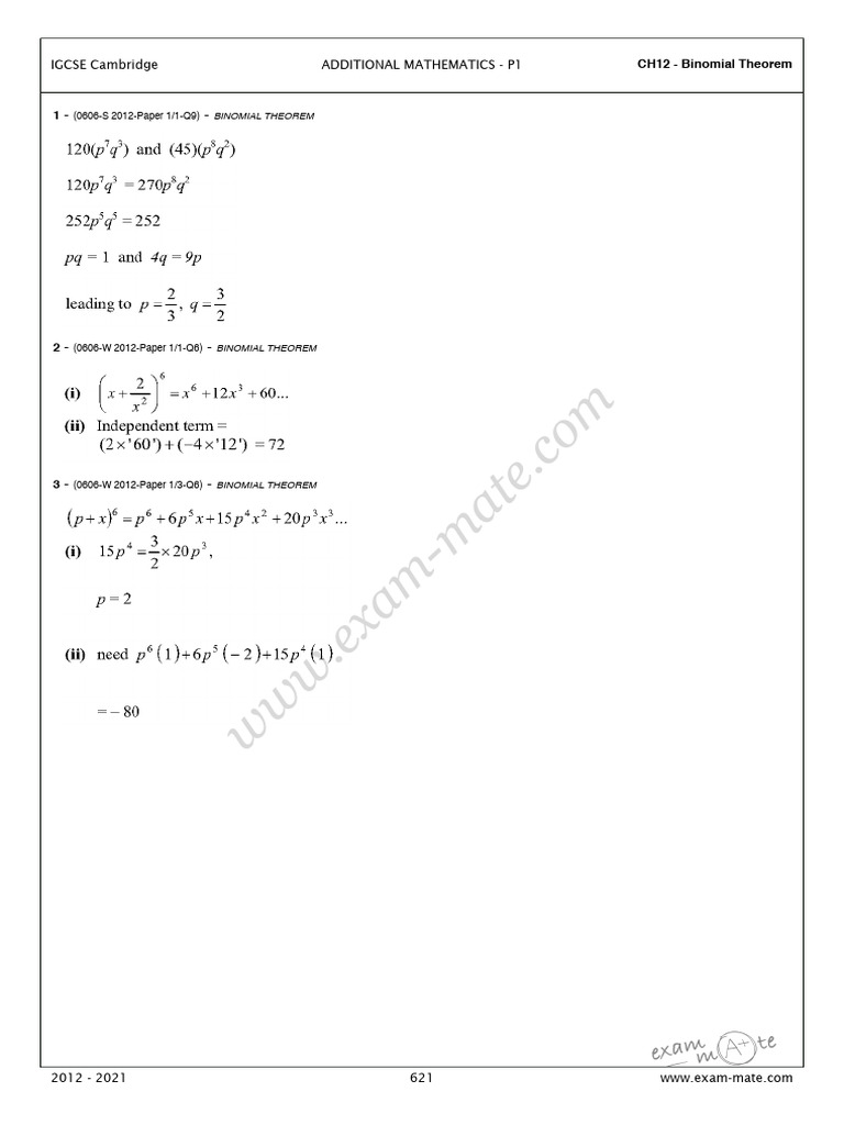 Binomial Theorem Ms Pdf