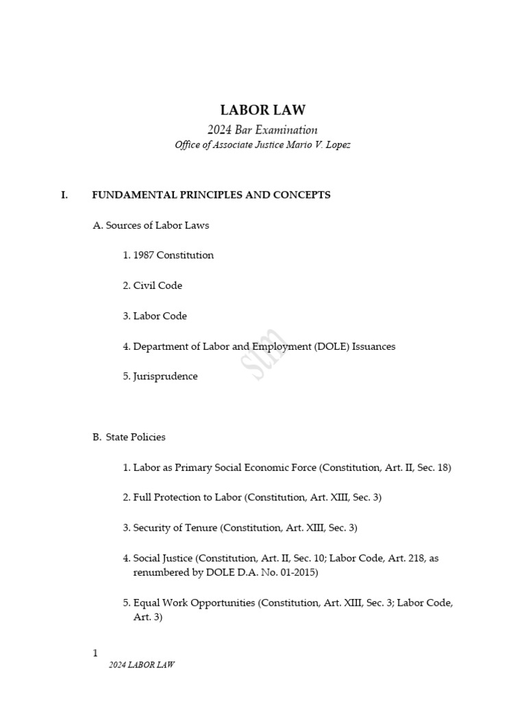 2024 Labor Law Syllabus | PDF