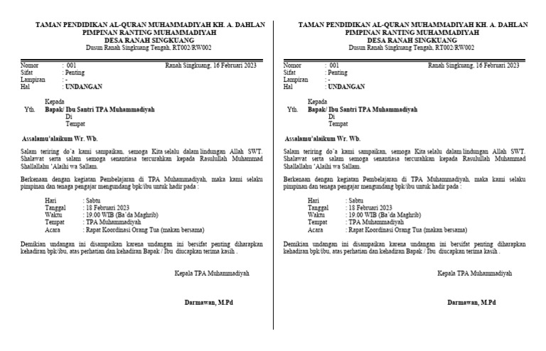 UNDANGAN RAPAT TPA | PDF