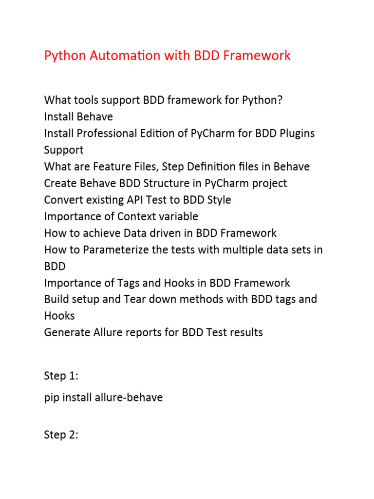 Python Automation With BDD Framework | PDF