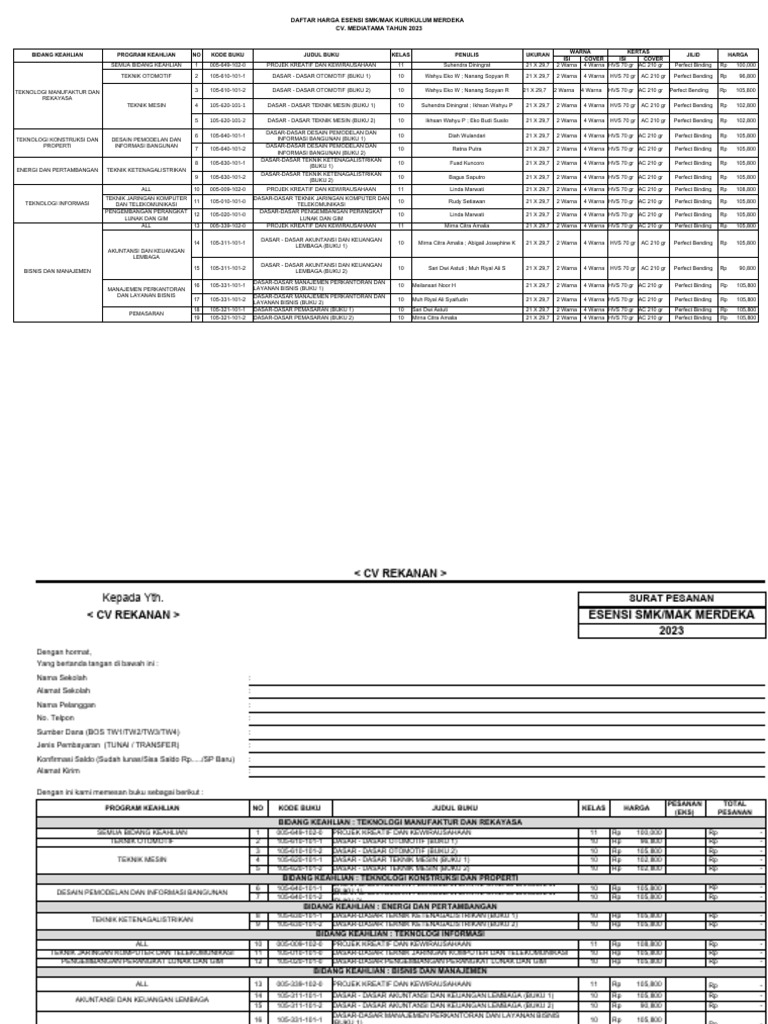 Revisi Buku SMK Esensi 2023 | PDF