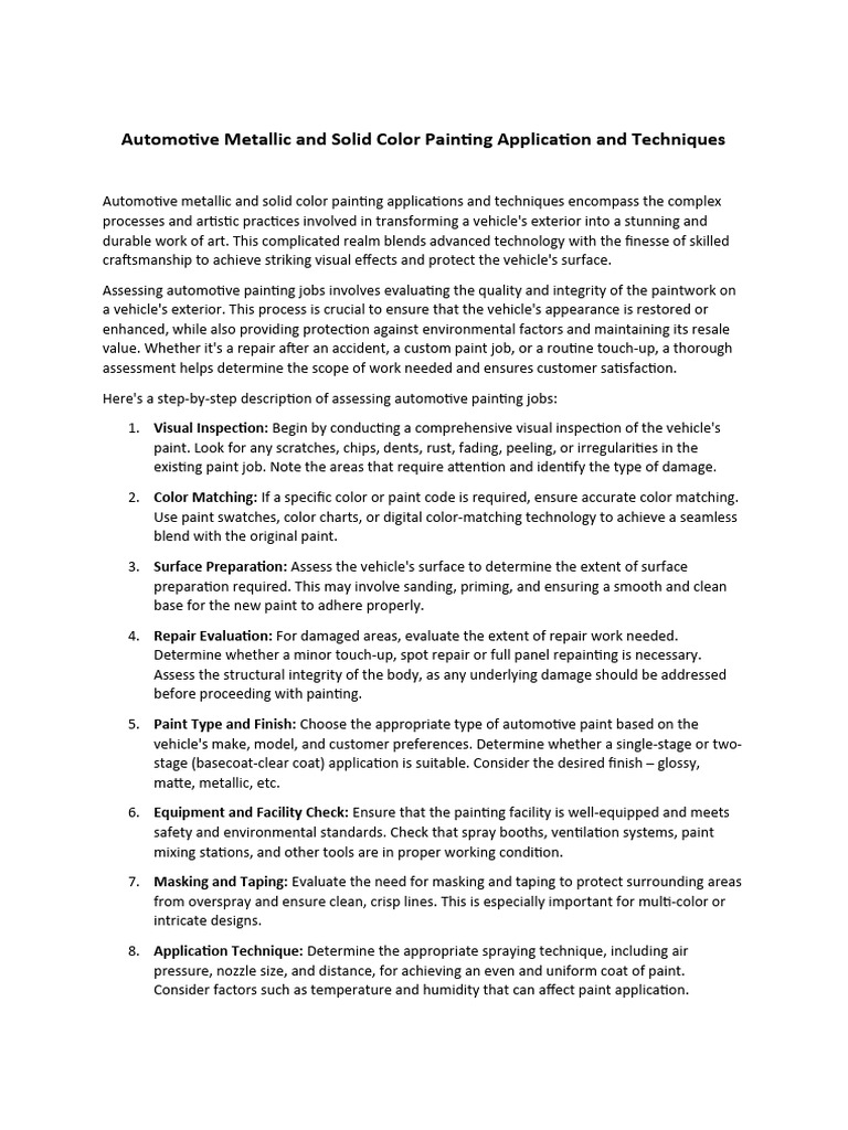 ATM311 Automotive Metallic and Solid Color Painting Application and ...