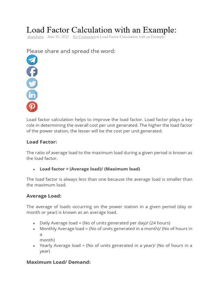 Load Factor Calculation With an Example | PDF